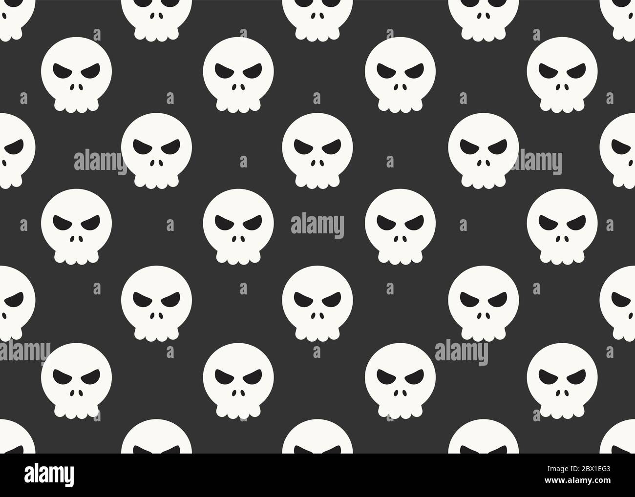 Seamless pattern of cartoon skulls on black background - Vector ...