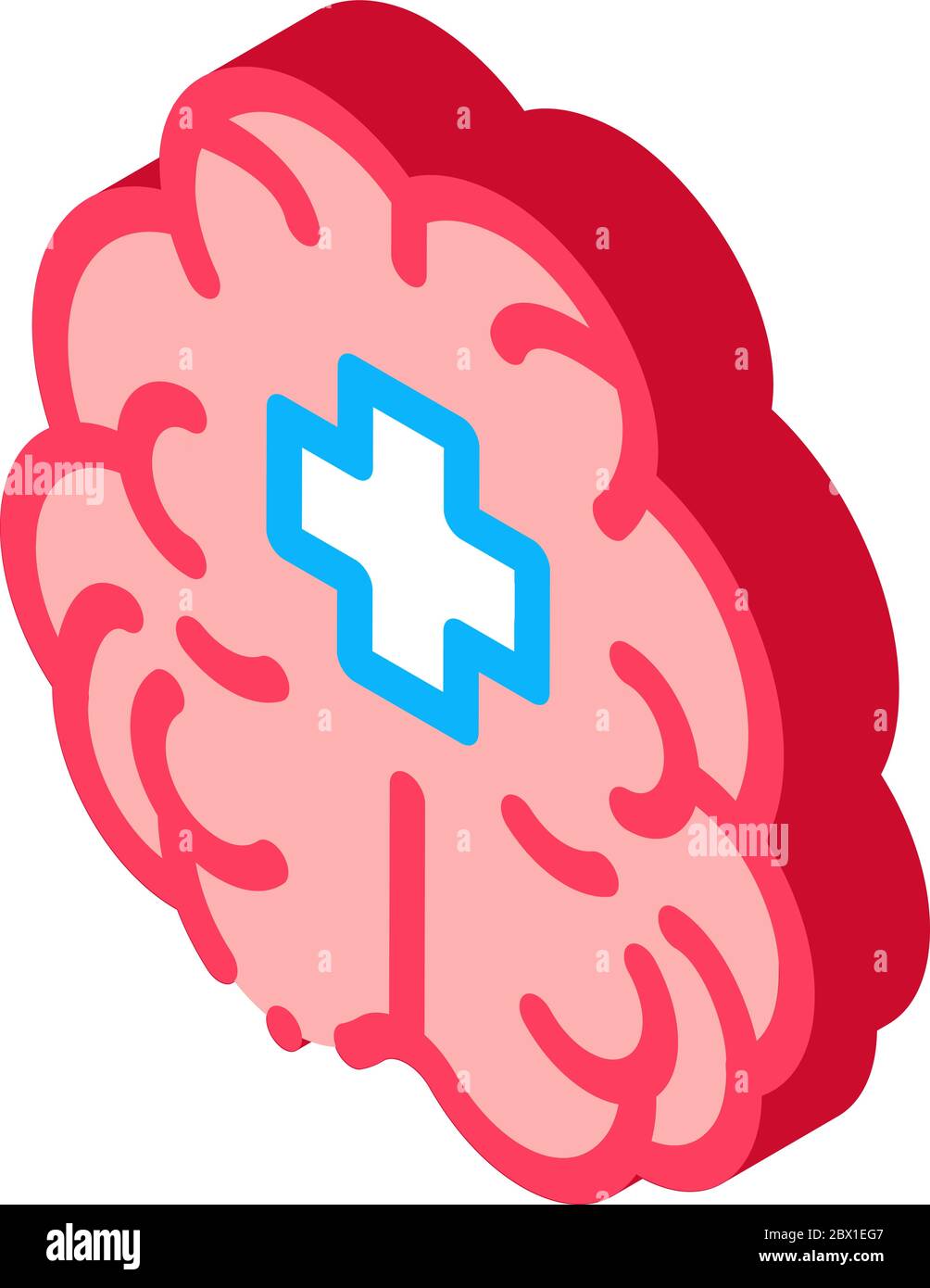 Brain And Medical Cross isometric icon vector illustration Stock Vector ...