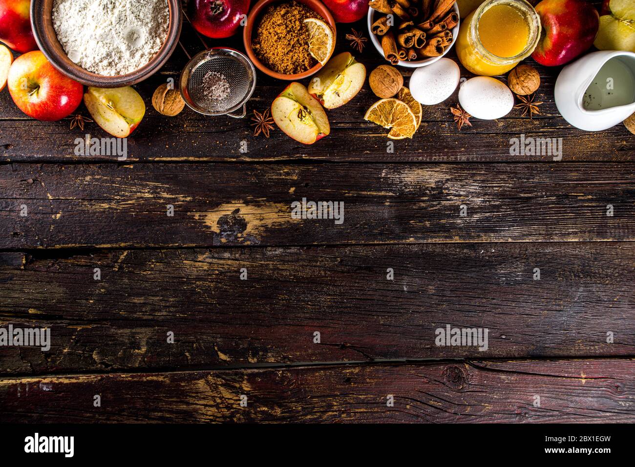 Autumn baking concept. Cooking baking background with ingredients ...
