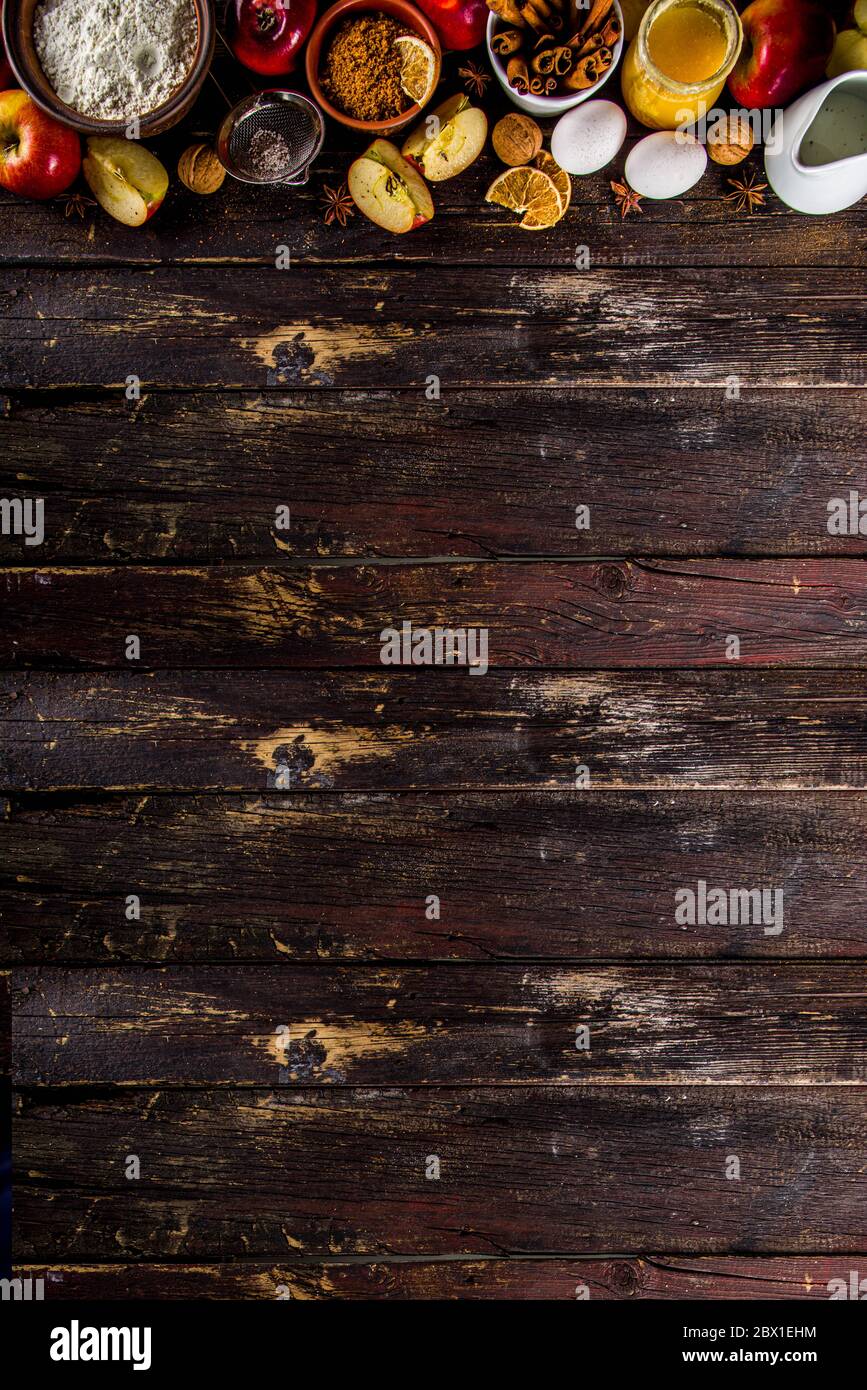 Autumn baking concept. Cooking baking background with ingredients ...