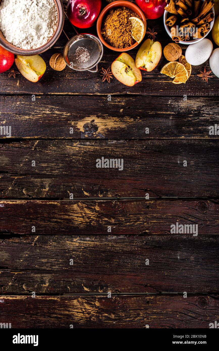 Autumn baking concept. Cooking baking background with ingredients ...