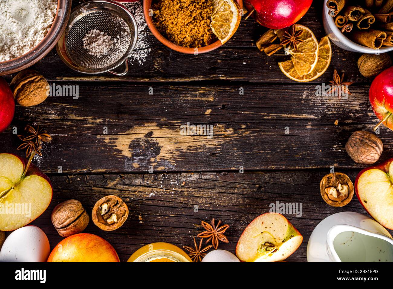 Autumn baking concept. Cooking baking background with ingredients ...