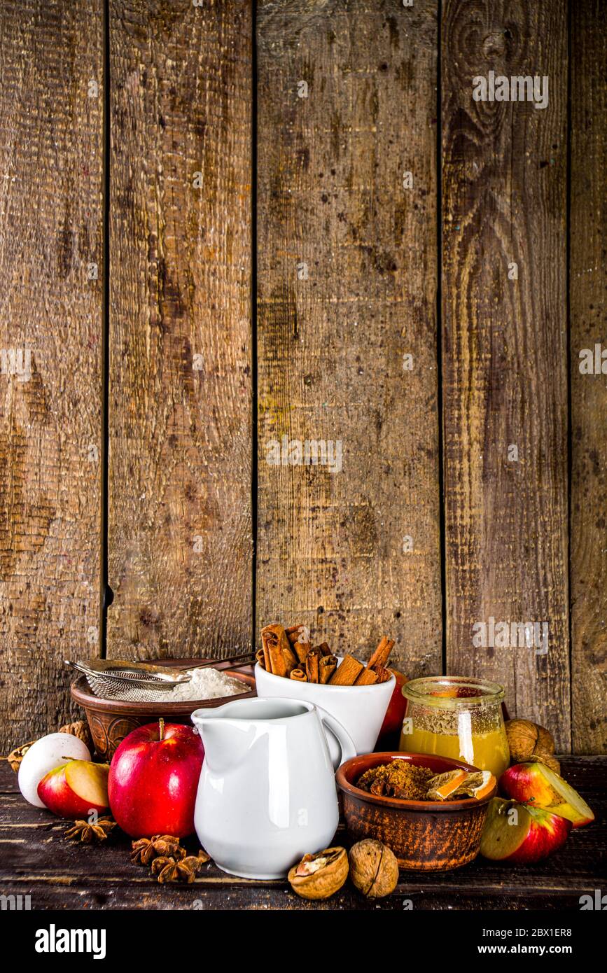 Autumn baking concept. Cooking baking background with ingredients ...
