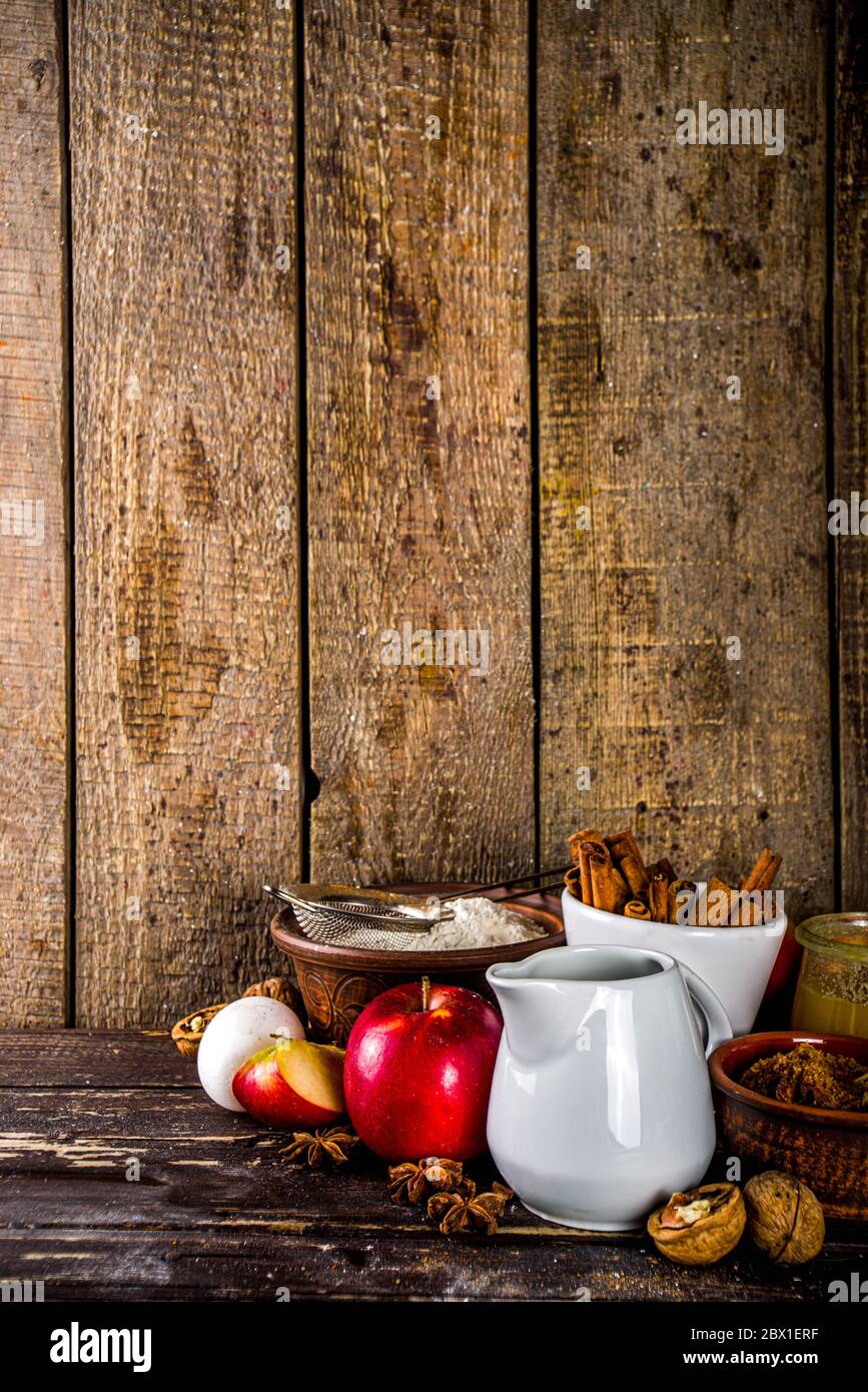 Autumn baking concept. Cooking baking background with ingredients ...