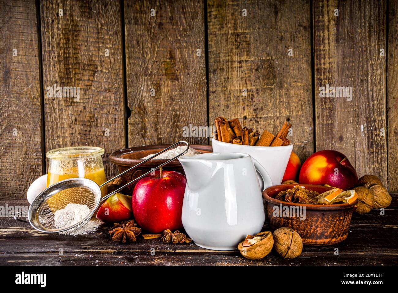 Autumn baking concept. Cooking baking background with ingredients ...