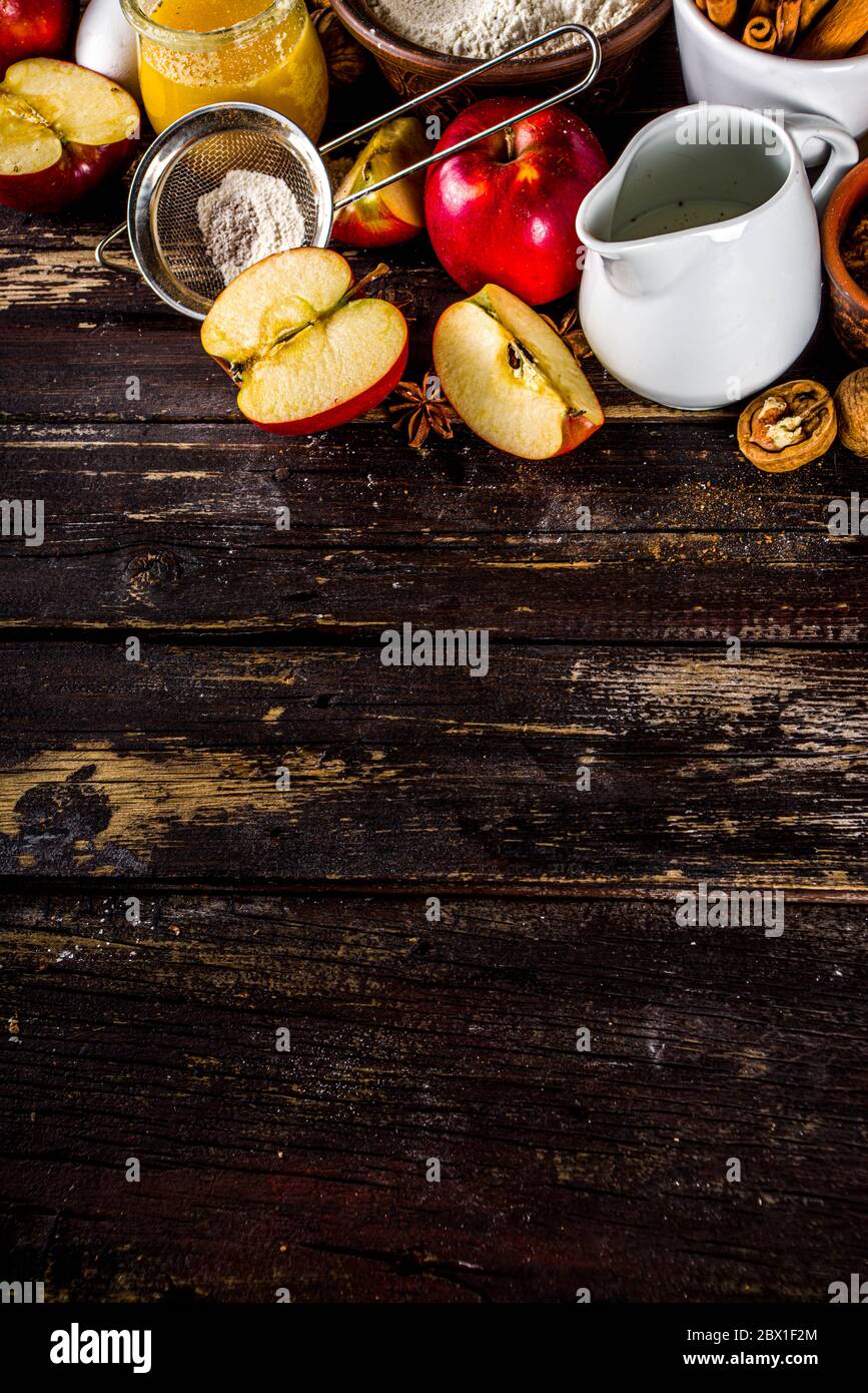 Autumn baking concept. Cooking baking background with ingredients ...