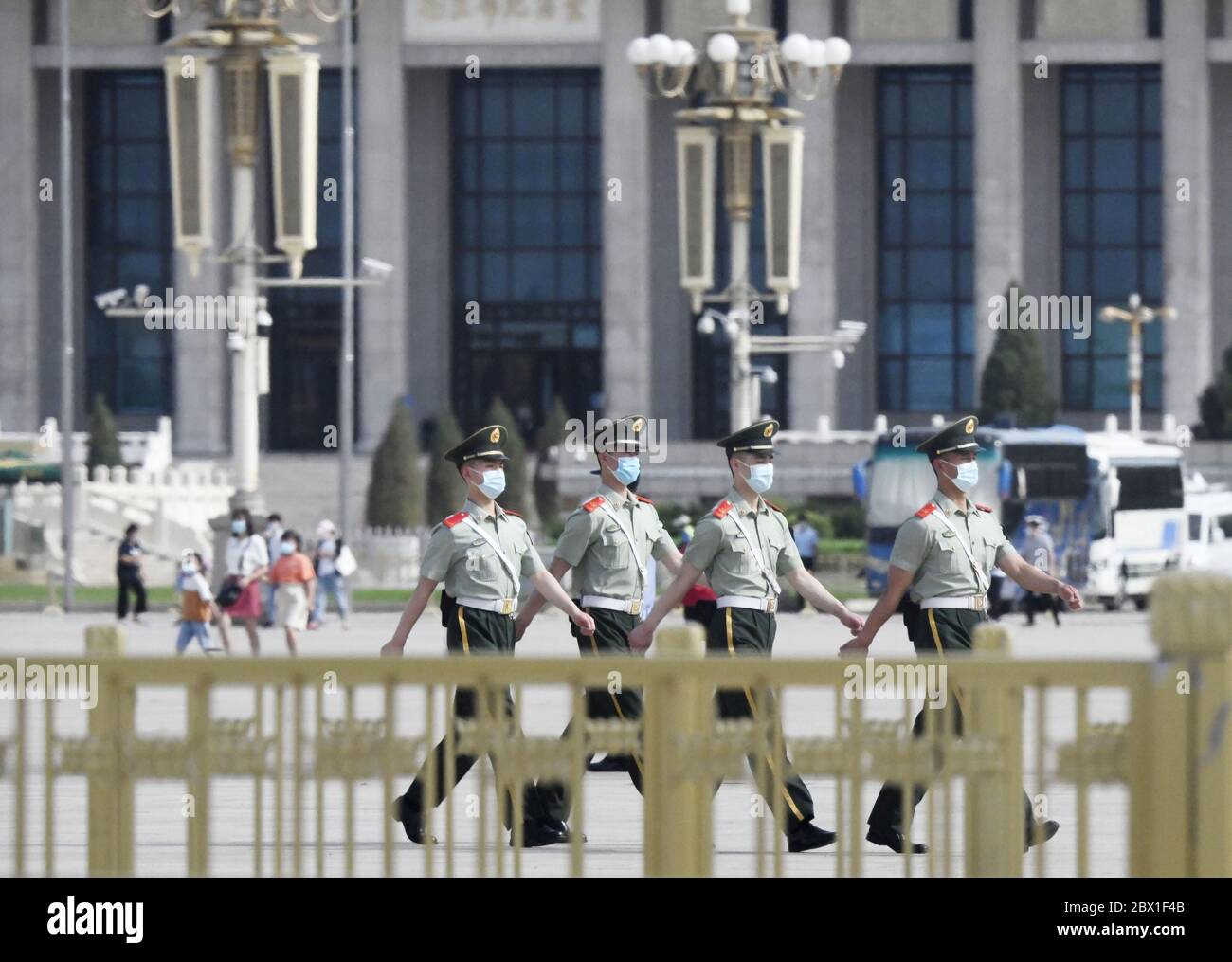 Security is tight at Tiananmen Square in Beijing on June 4, 2020, the ...