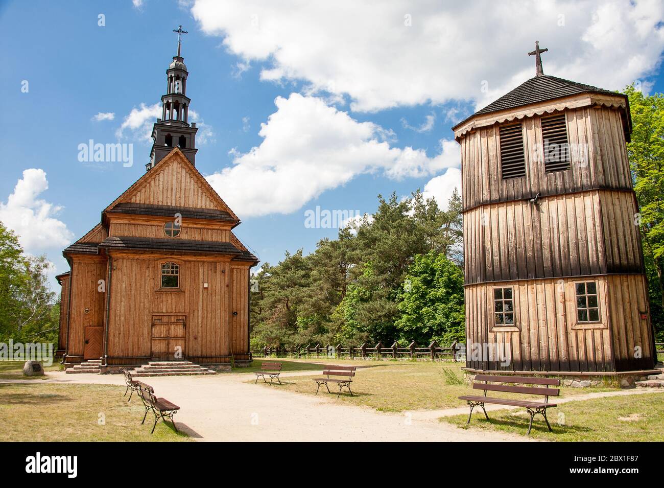 Museum of the Mazovian Village in Sierpc, Poland. Traditional wooden ...