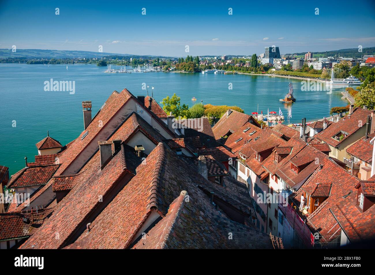 Medieval old town, Zug, Switzerland. Views from the Zytturm Clocktower ...