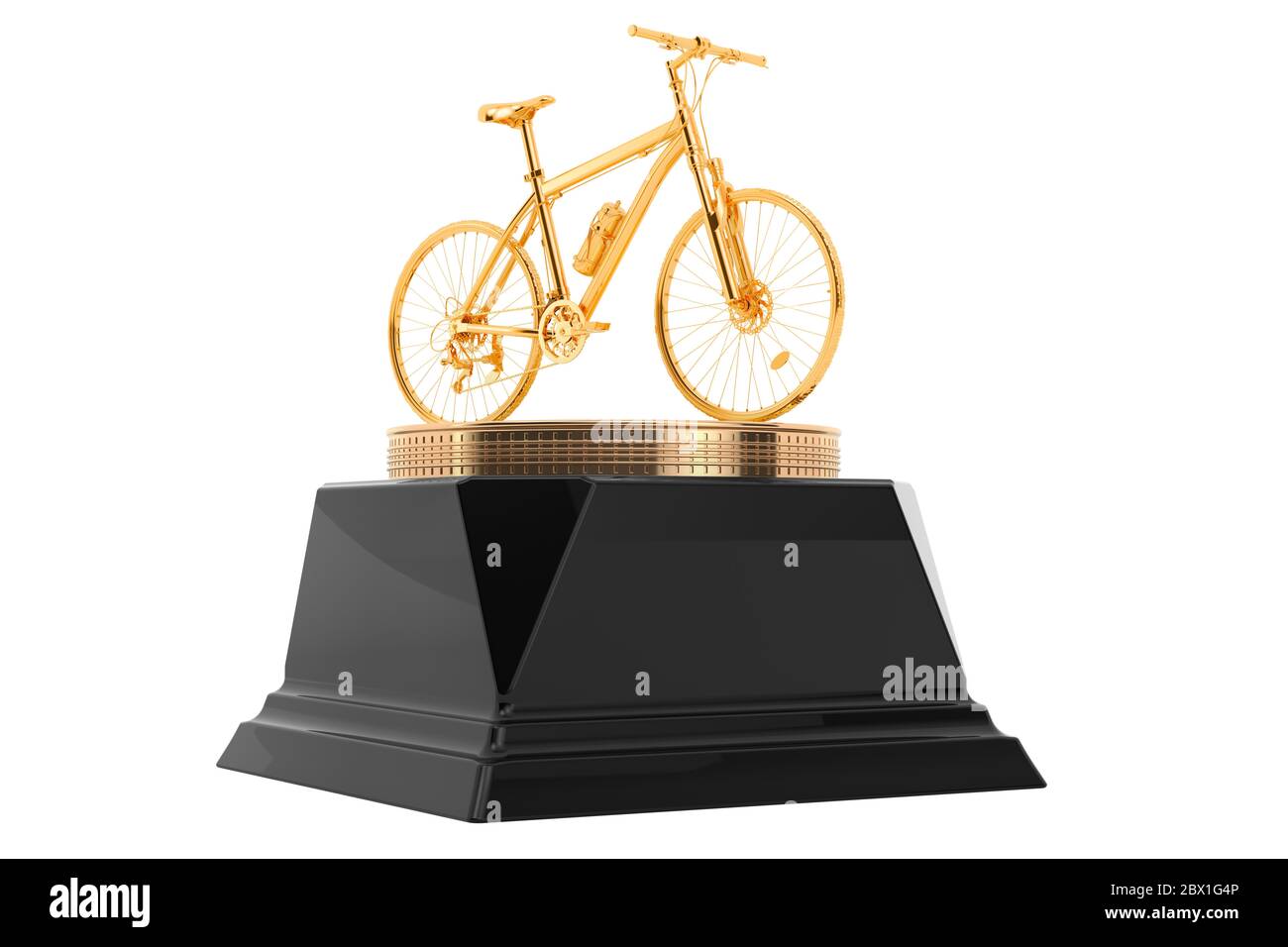 Golden Bike Award Trophy Pedestal. 3d Rendering isolated on white ...