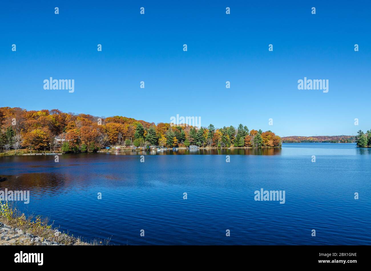 Lake in Muskoka during the fall season Stock Photo - Alamy