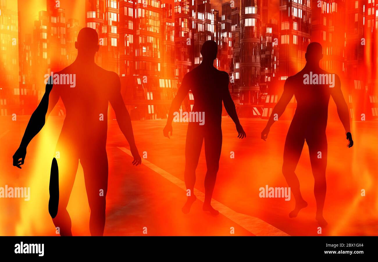 A City On Fire Stock Photo - Alamy