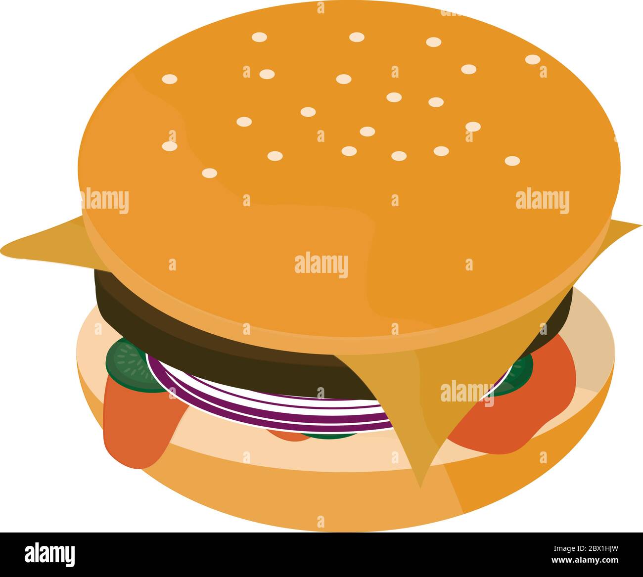 a burger with sesame seeds and vegetables Stock Vector Image & Art - Alamy