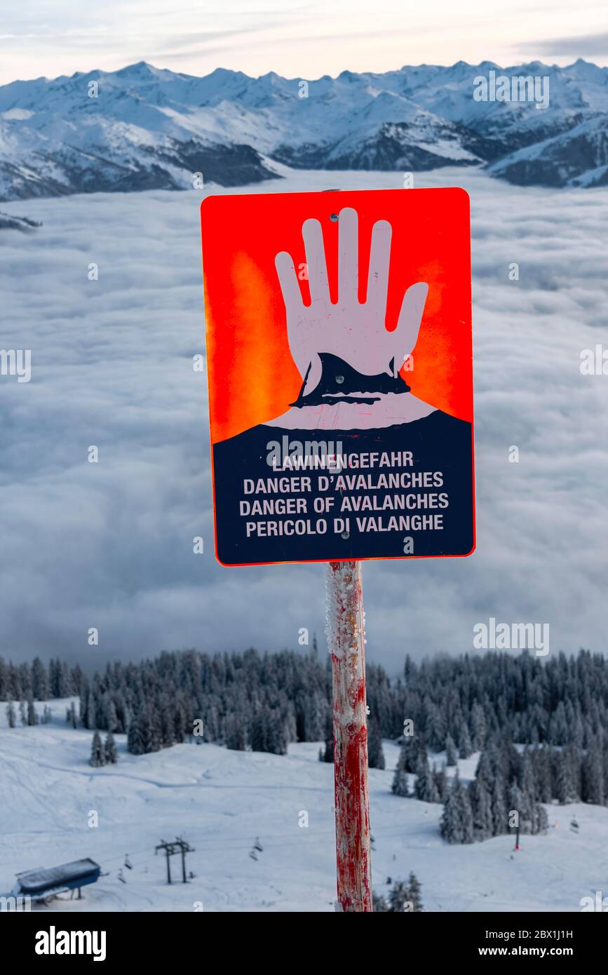 Danger sign avalanche hi-res stock photography and images - Alamy