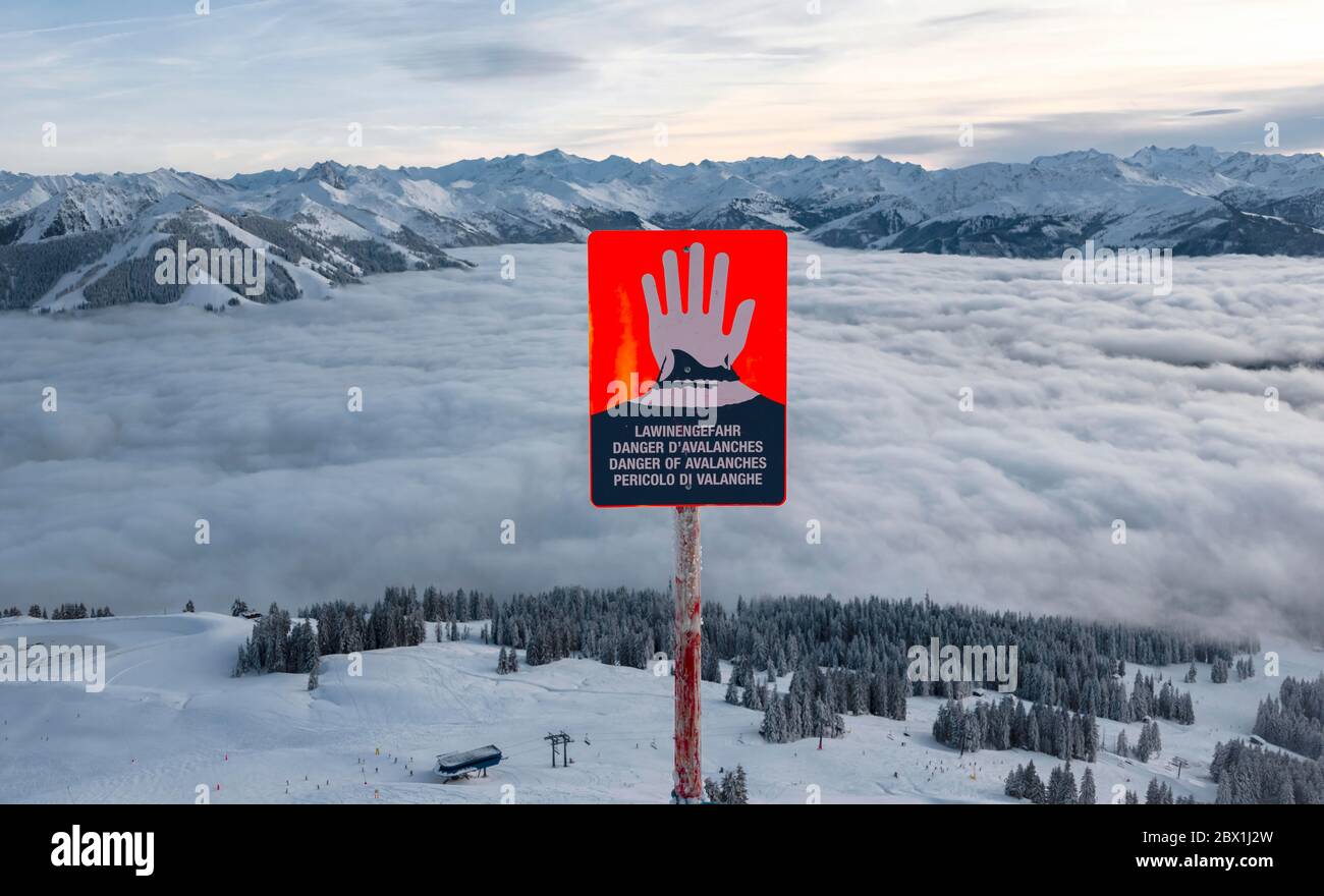 Danger sign avalanche hi-res stock photography and images - Alamy