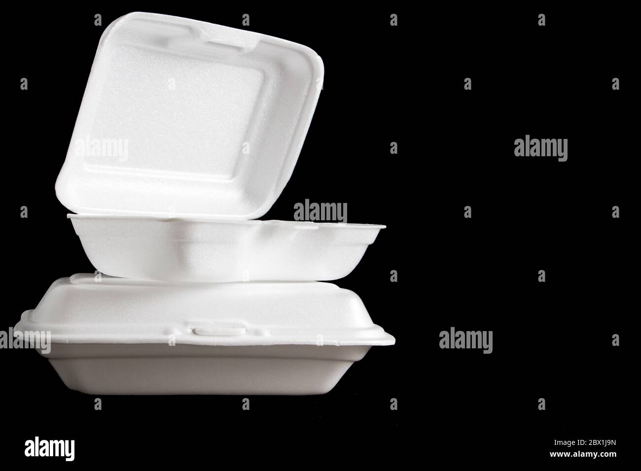 White Foam boxes on black background Stock Photo - Alamy