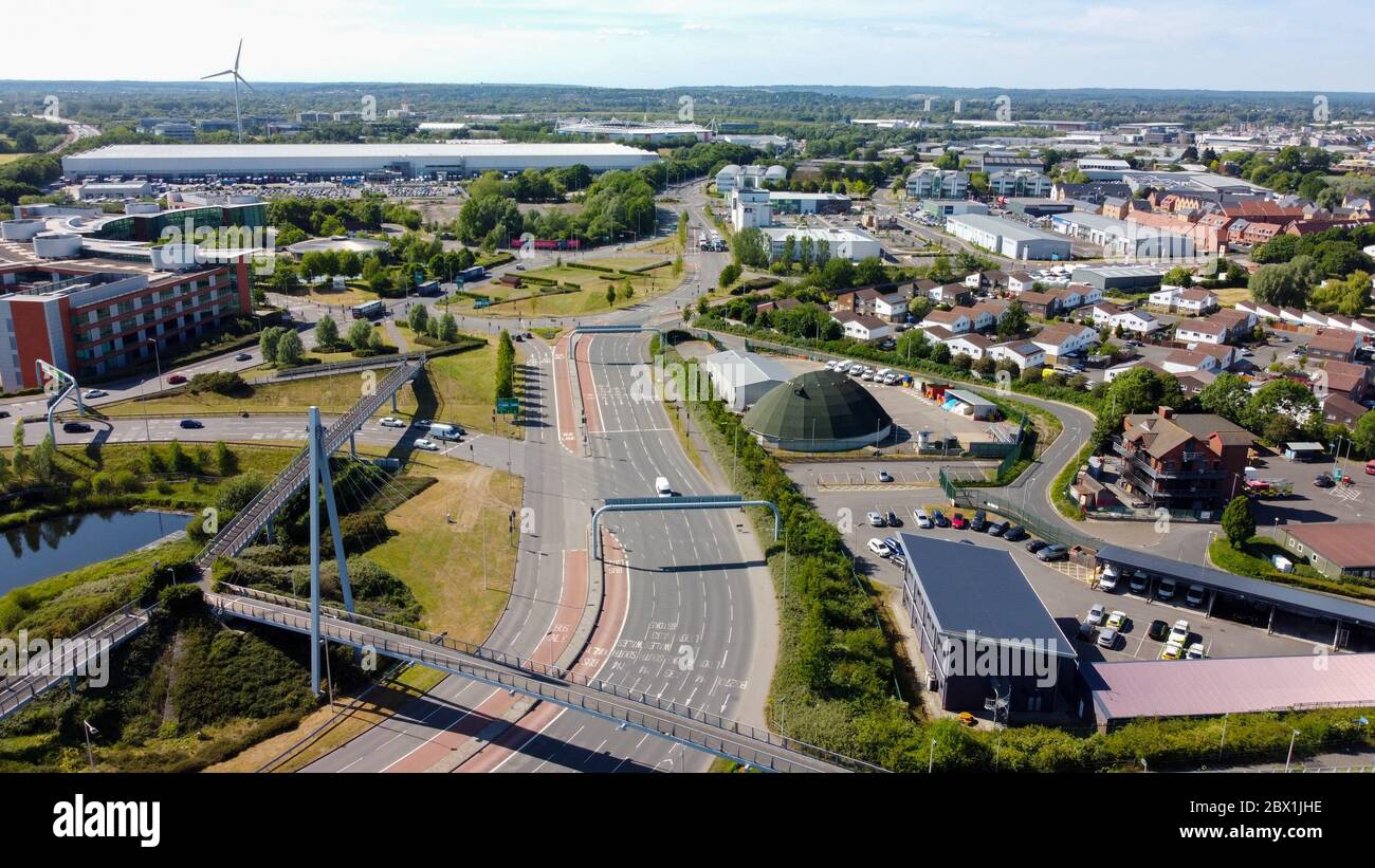 Reading, United Kingdom - May 25 2020: Aerial photograph of the area ...