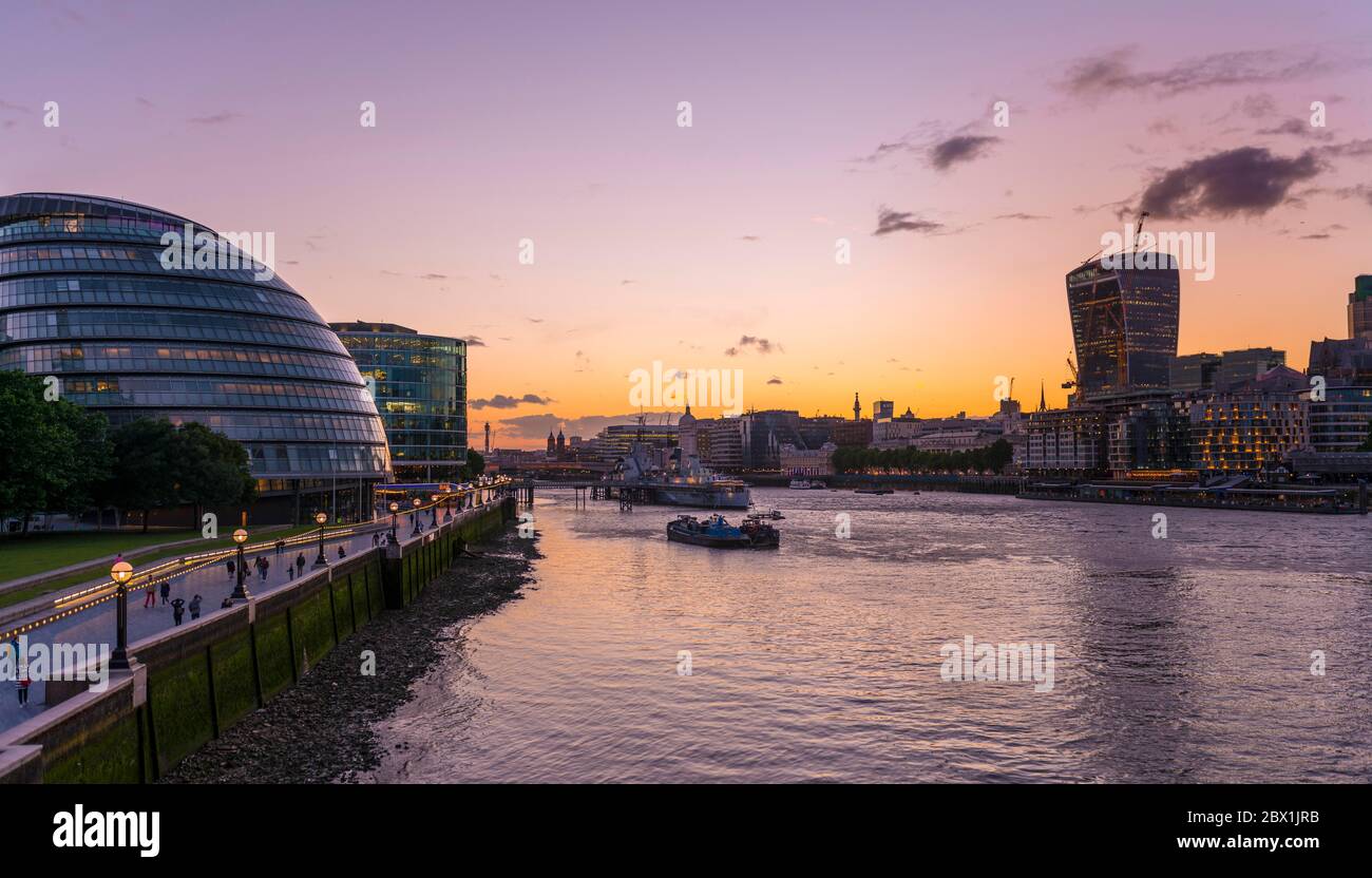 River Thames and modern high-rise buildingss, More London Riverside ...