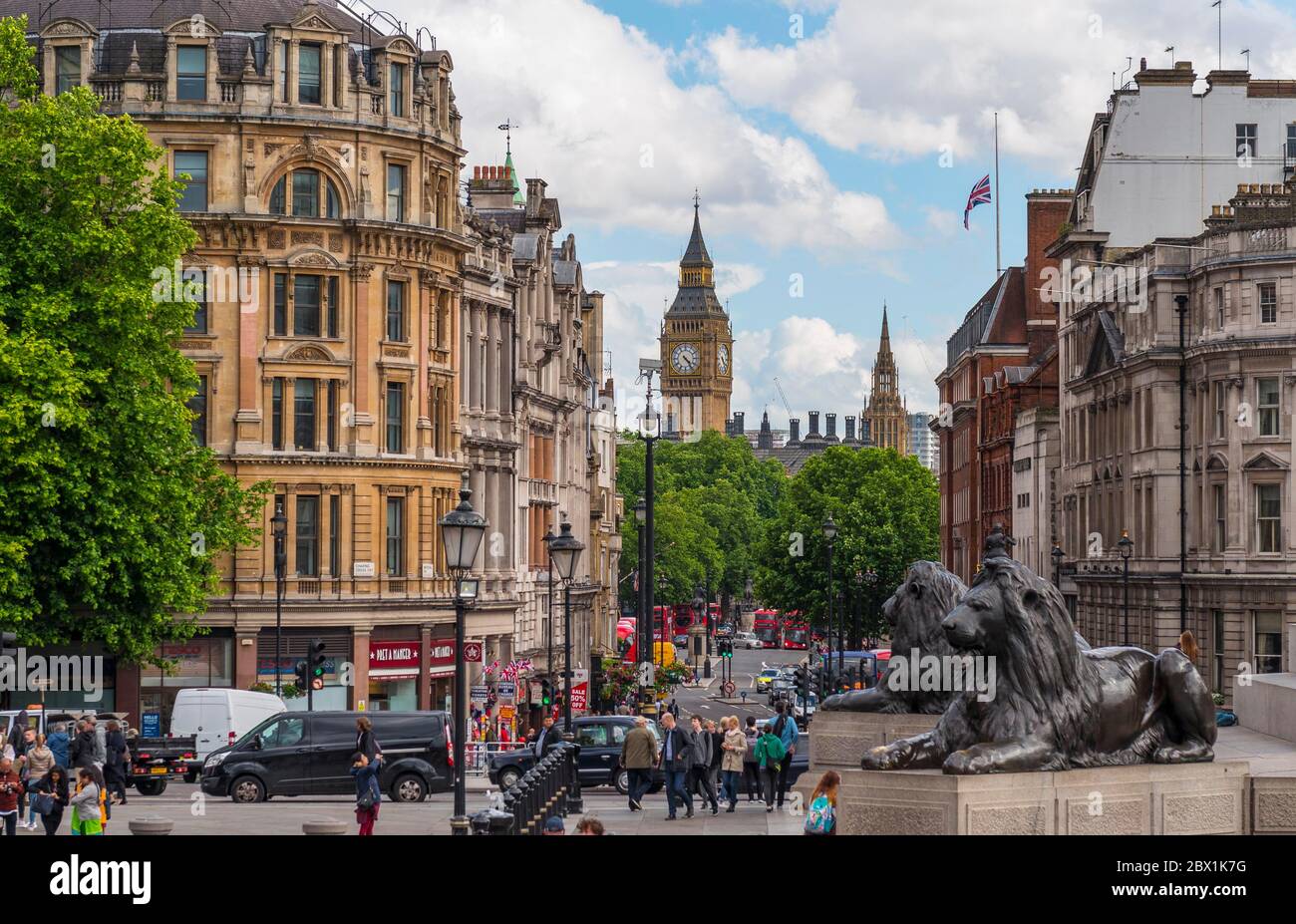 Trafalgar Square, view of Big Ben, London, England, Great Britain Stock ...