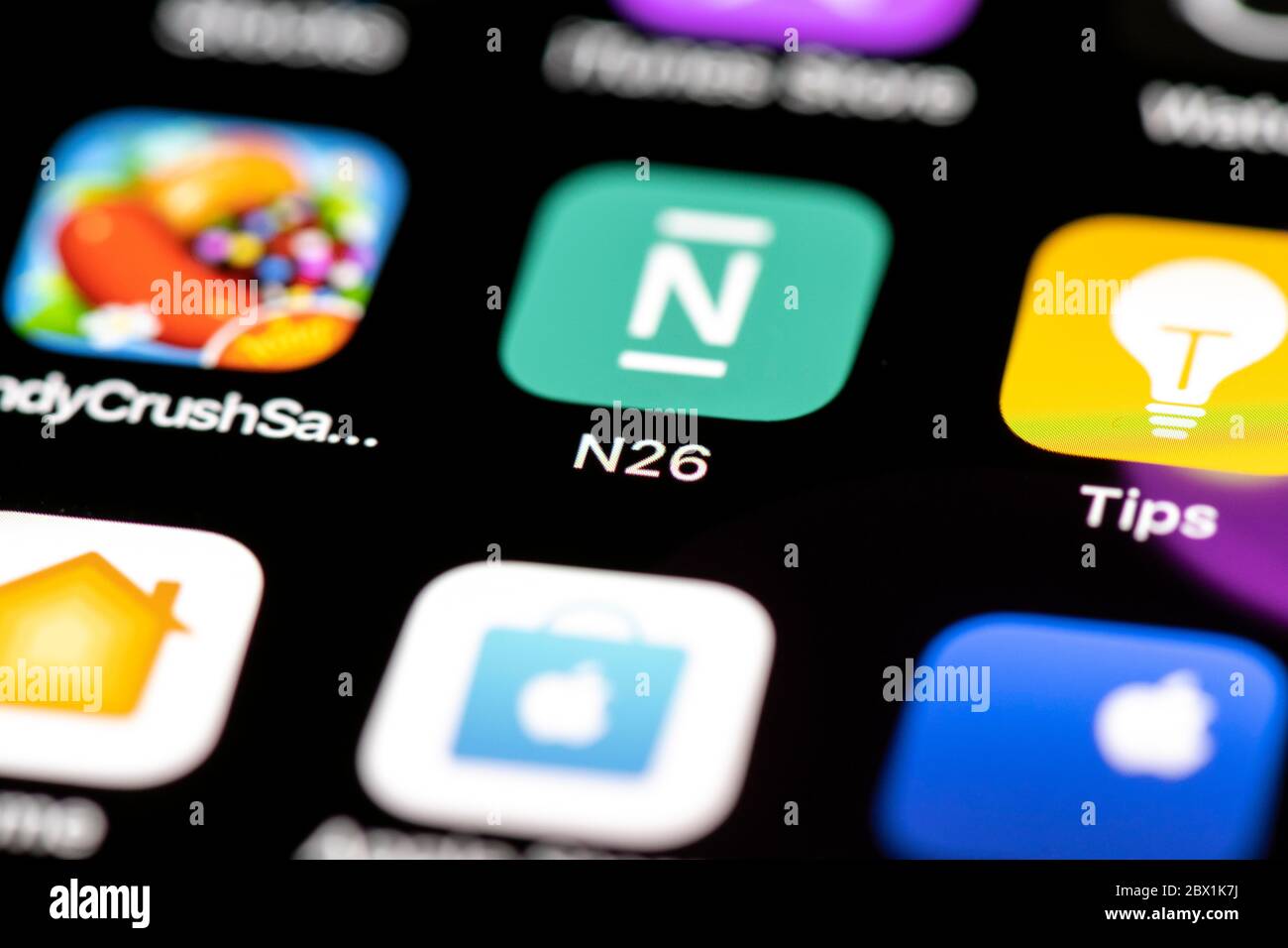 N26 Bank App, App Icons on a mobile phone display, iPhone, Smartphone ...