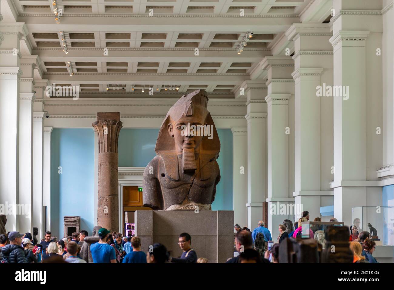 Visitors in Egyptian Exhibition, Monumental Statue, British Museum ...