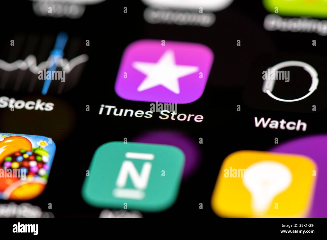 ITunes Store, App Icons on a mobile phone display, iPhone, Smartphone ...