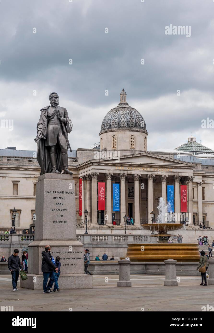 Trafalgar Square, National Gallery and statue, London, England, Great ...
