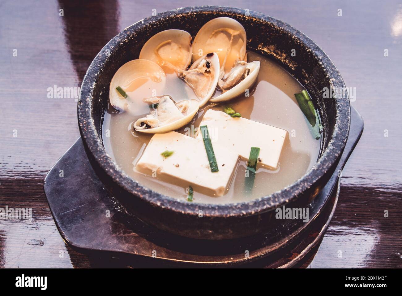 Miso Soup with tofu and shell, Japanese food Stock Photo - Alamy