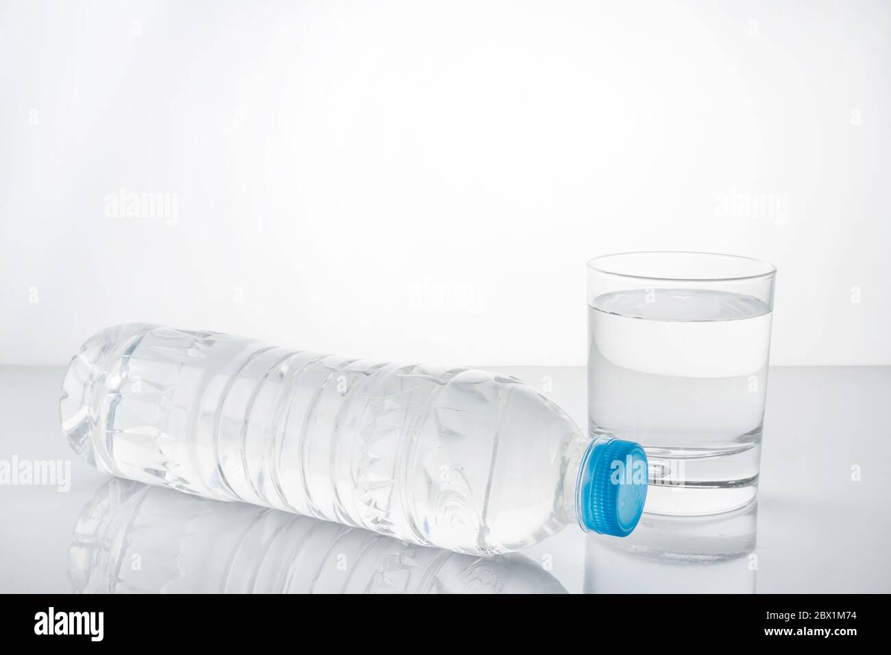 water in plastic bottle with glass Stock Photo - Alamy