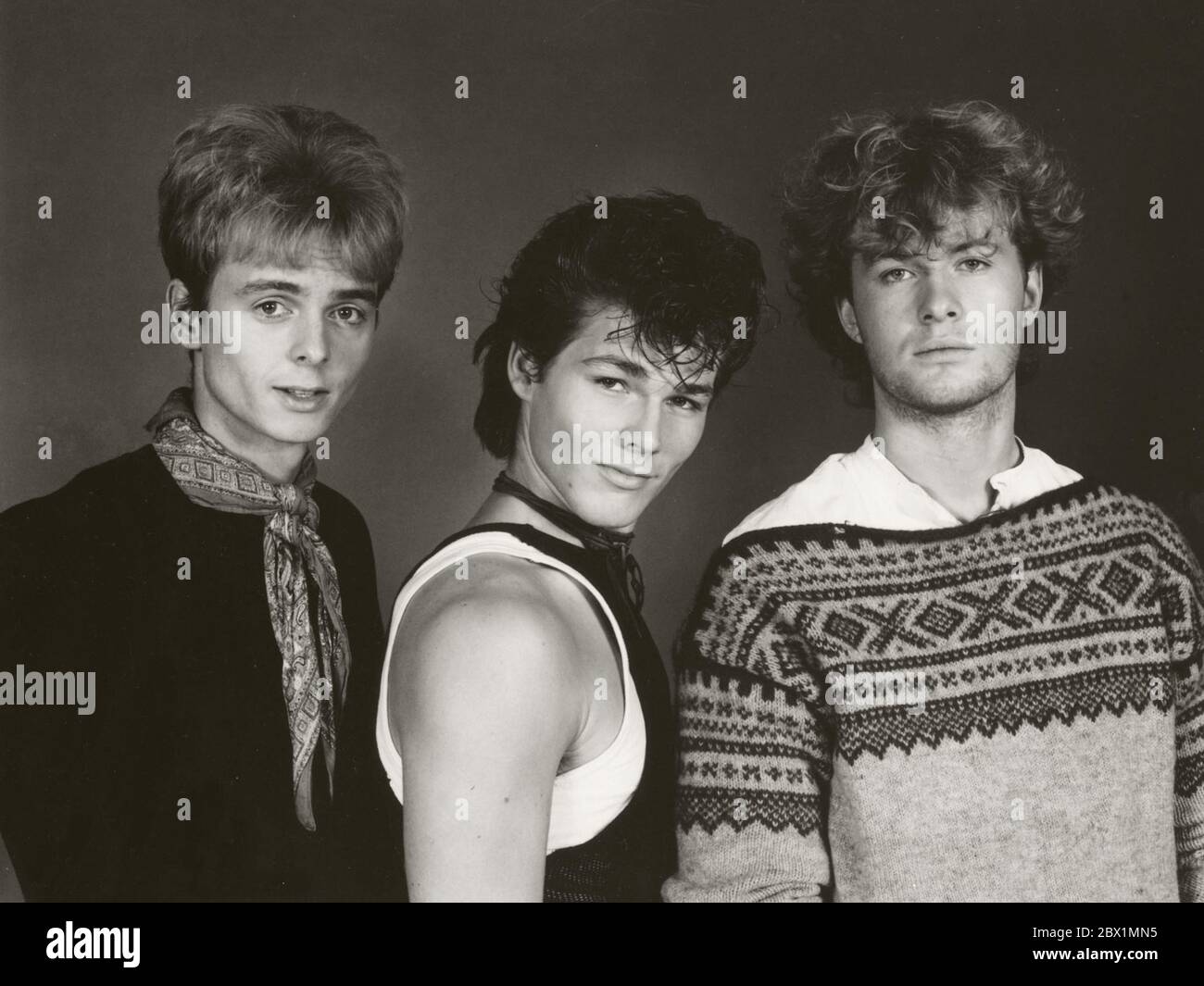 Norwegian pop band A-Ha,members (left) Pål Waaktaar,Morten Harket and ...