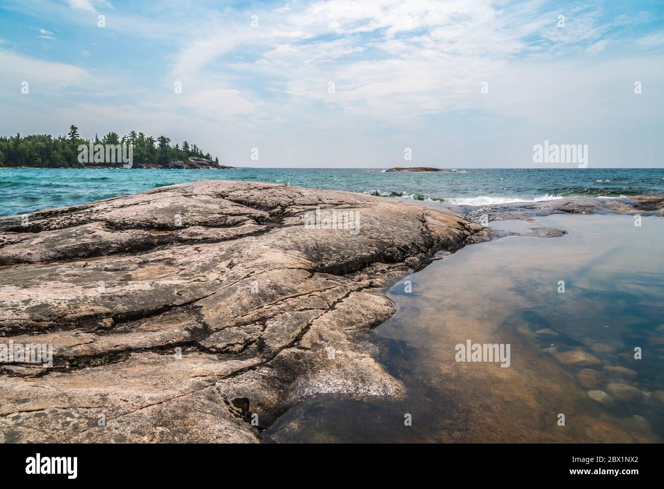 Rocky promontory in Superior Lake Park. Canada Stock Photo - Alamy
