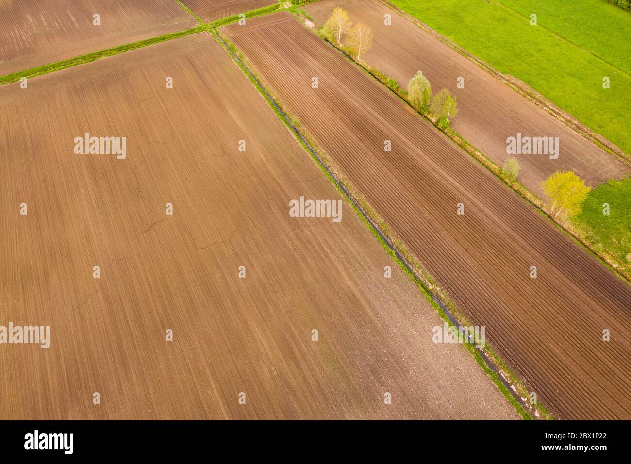 Aerial view of the countryside fields . Cultivation background Stock ...
