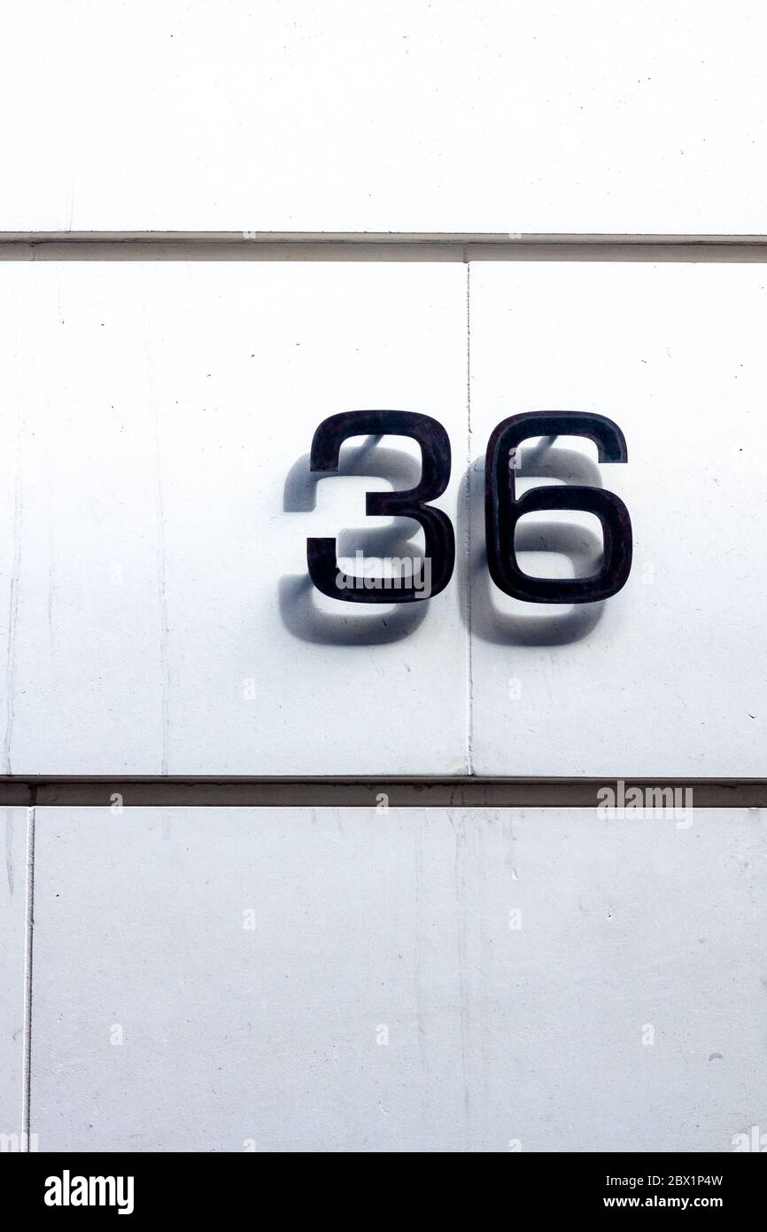 House number 36 in stark relief Stock Photo - Alamy