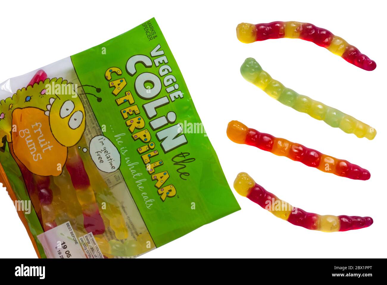 packet of M&S Veggie Colin the Caterpillar sweets gelatine free fruit ...