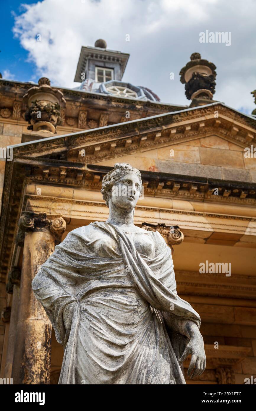 A statue outside the Temple of the Four Winds at Castle Howard ...