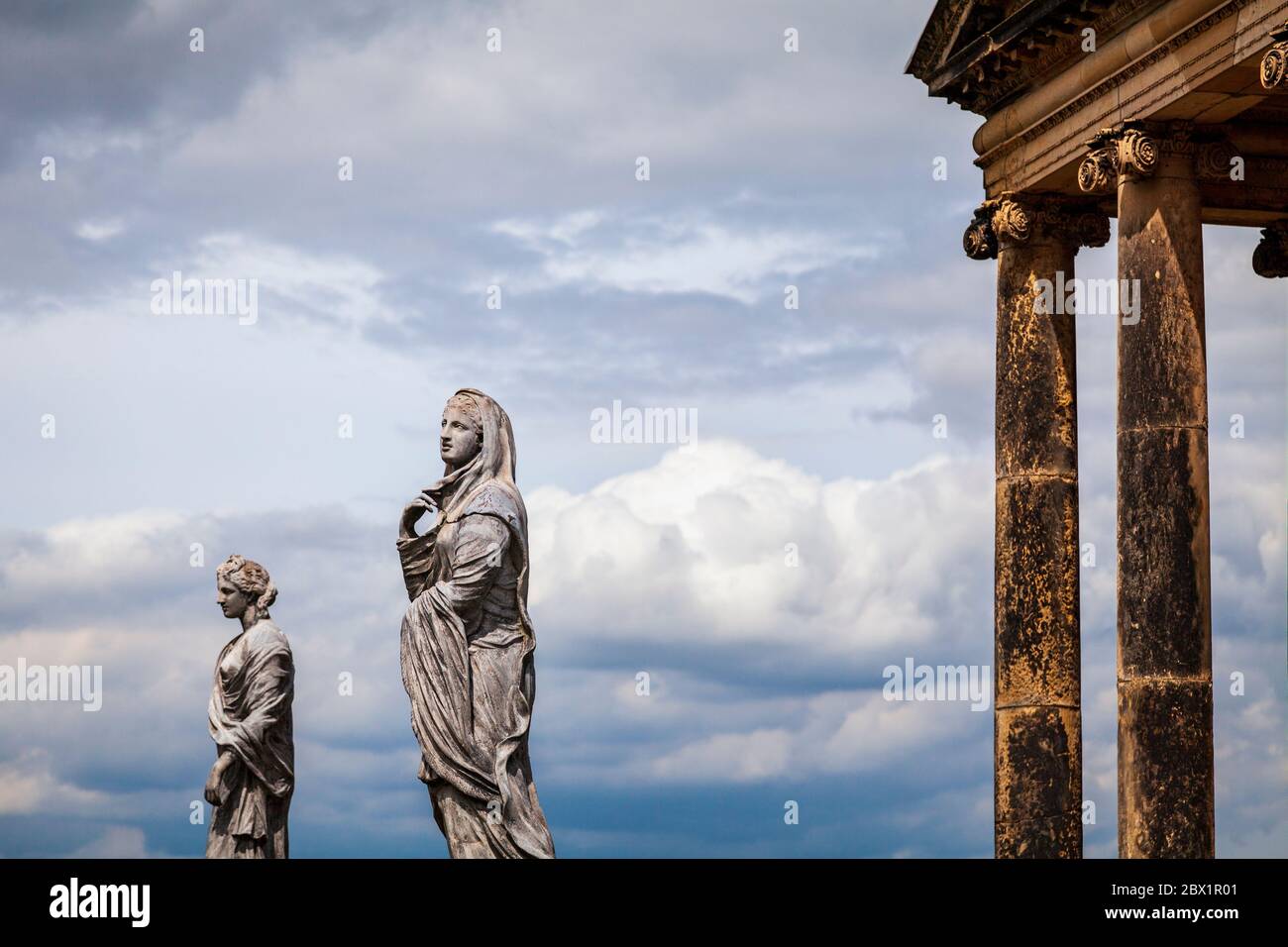 Statues outside the entrance to the Temple of the Four Winds at Castle ...