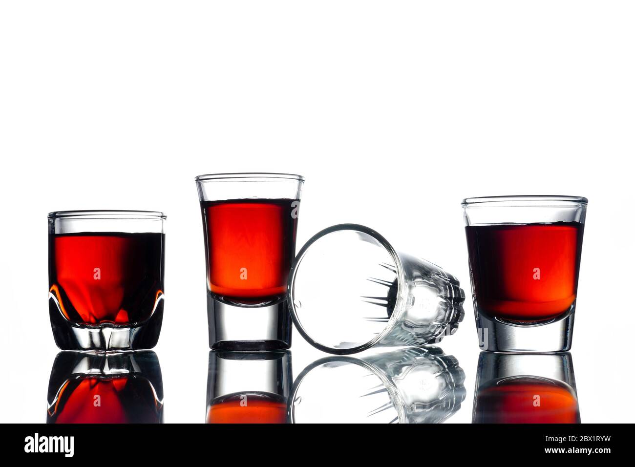 Collage of glasses with alcohol on a white background Stock Photo - Alamy