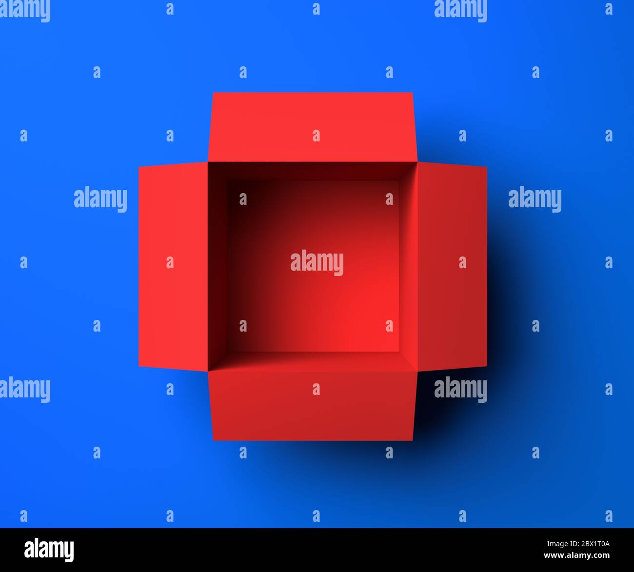 Red box on a blue background, 3D rendering illustration Stock Photo - Alamy