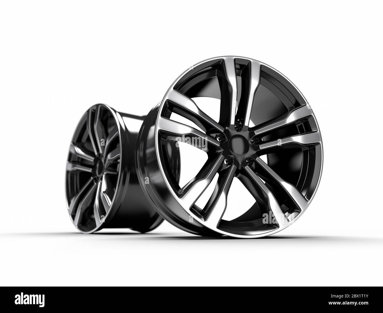 car alloy wheel, isolated over white background 3D rendering ...