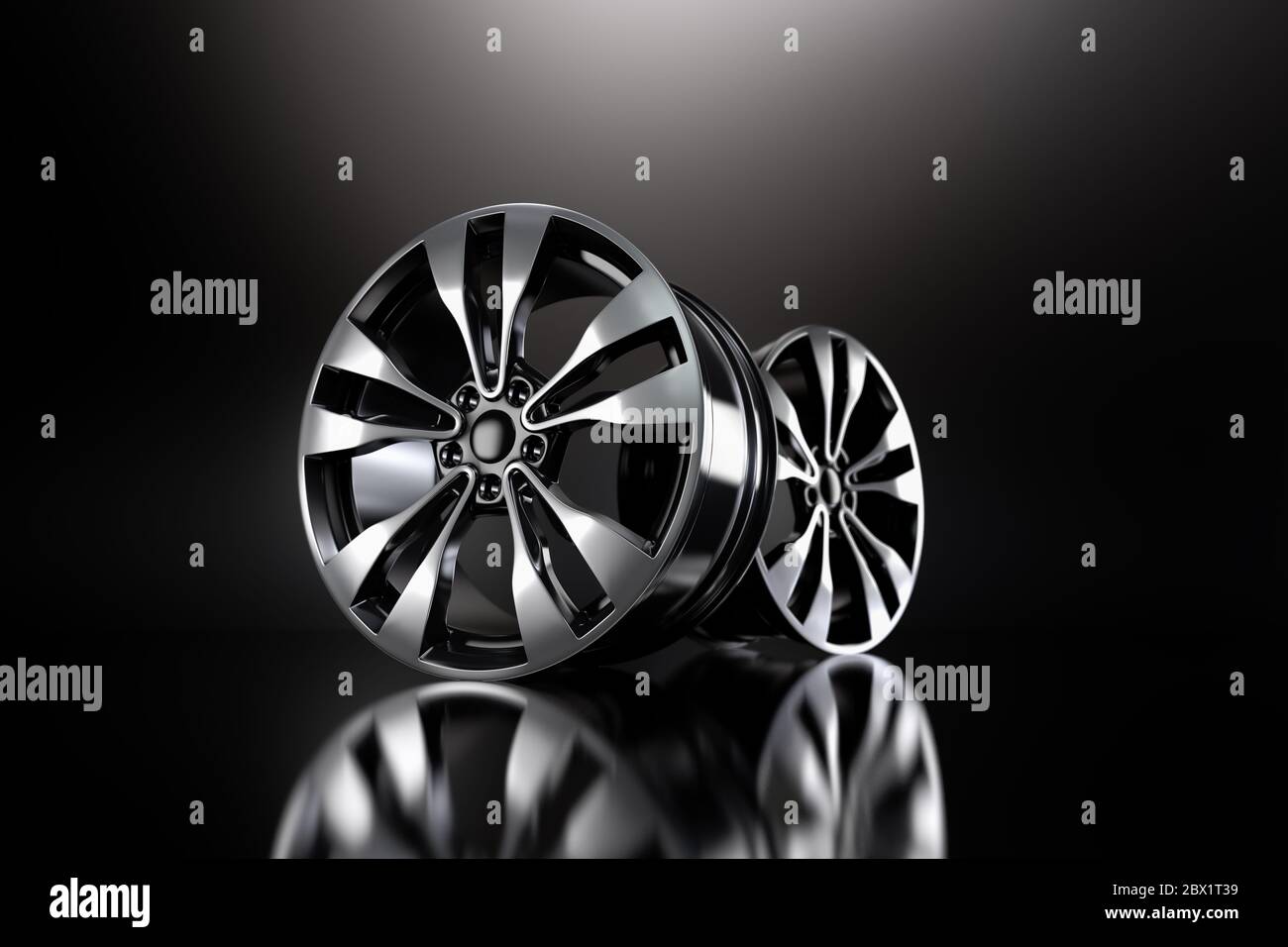 Silver Forged Alloy Car Rim 3D rendering illustration Stock Photo - Alamy