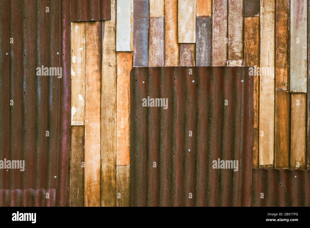 Old wood plank with galvanized iron background Stock Photo - Alamy