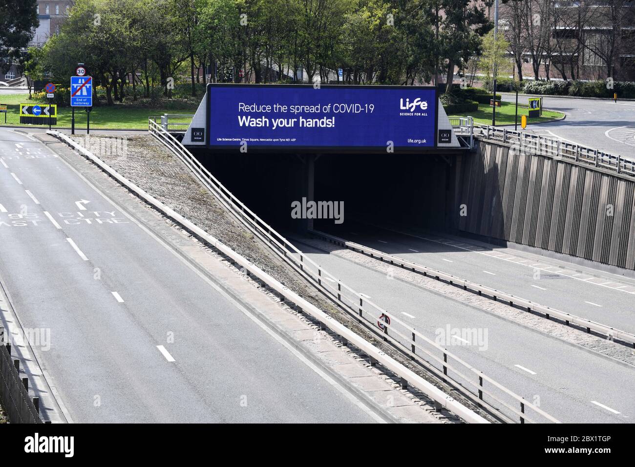 An empty Central Motorway in Newcastle upon Tyne during Coronavirus ...