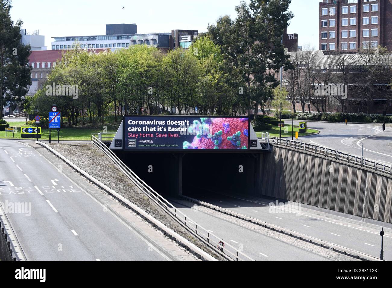 An empty Central Motorway in Newcastle upon Tyne during Coronavirus ...