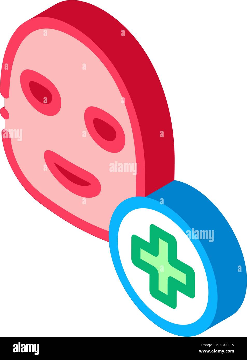 Face Mask Medical Cross isometric icon vector illustration Stock Vector ...
