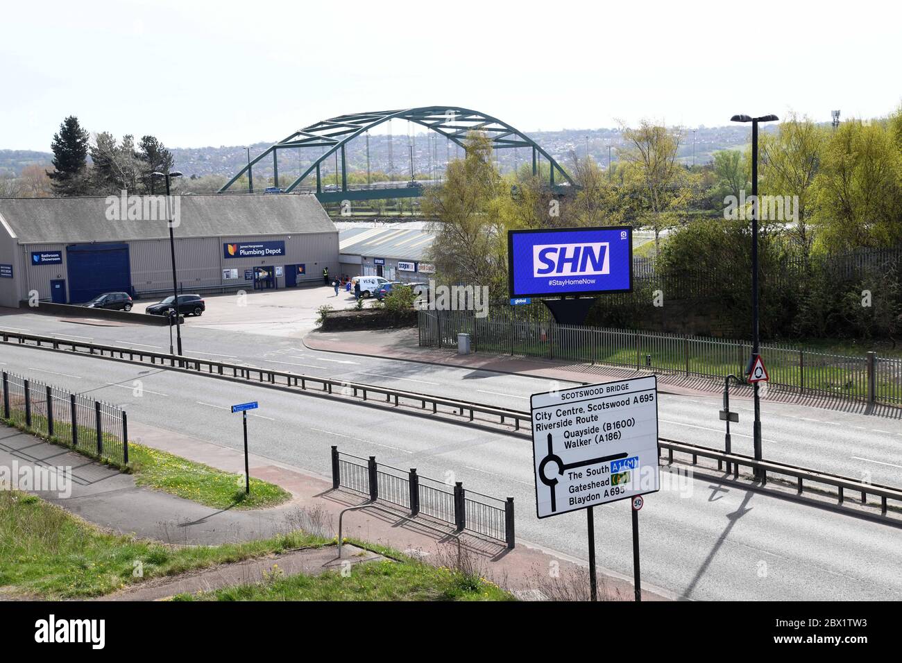 NHS Advert in the shadow of The Scotswood Bridge in Newcastle upon Tyne ...