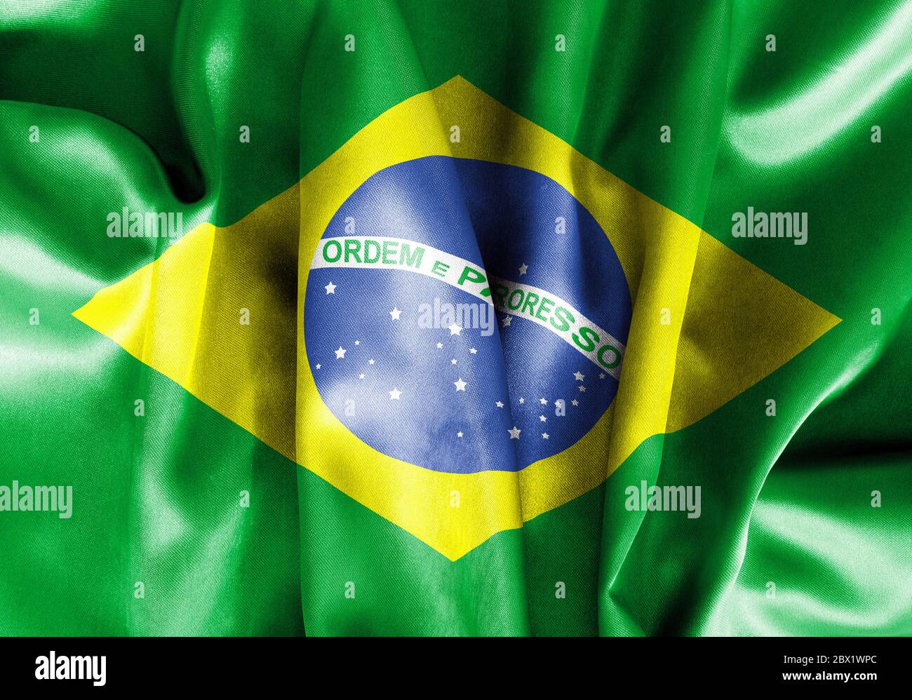 Brazilian flag texture crumpled up with light and shadows Stock Photo ...
