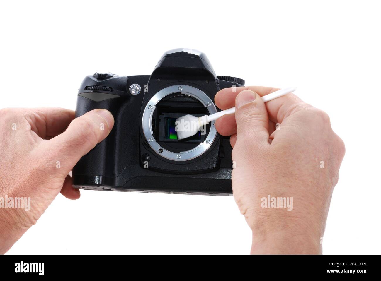 Cleaning digital SLR camera sensor with swab Stock Photo - Alamy
