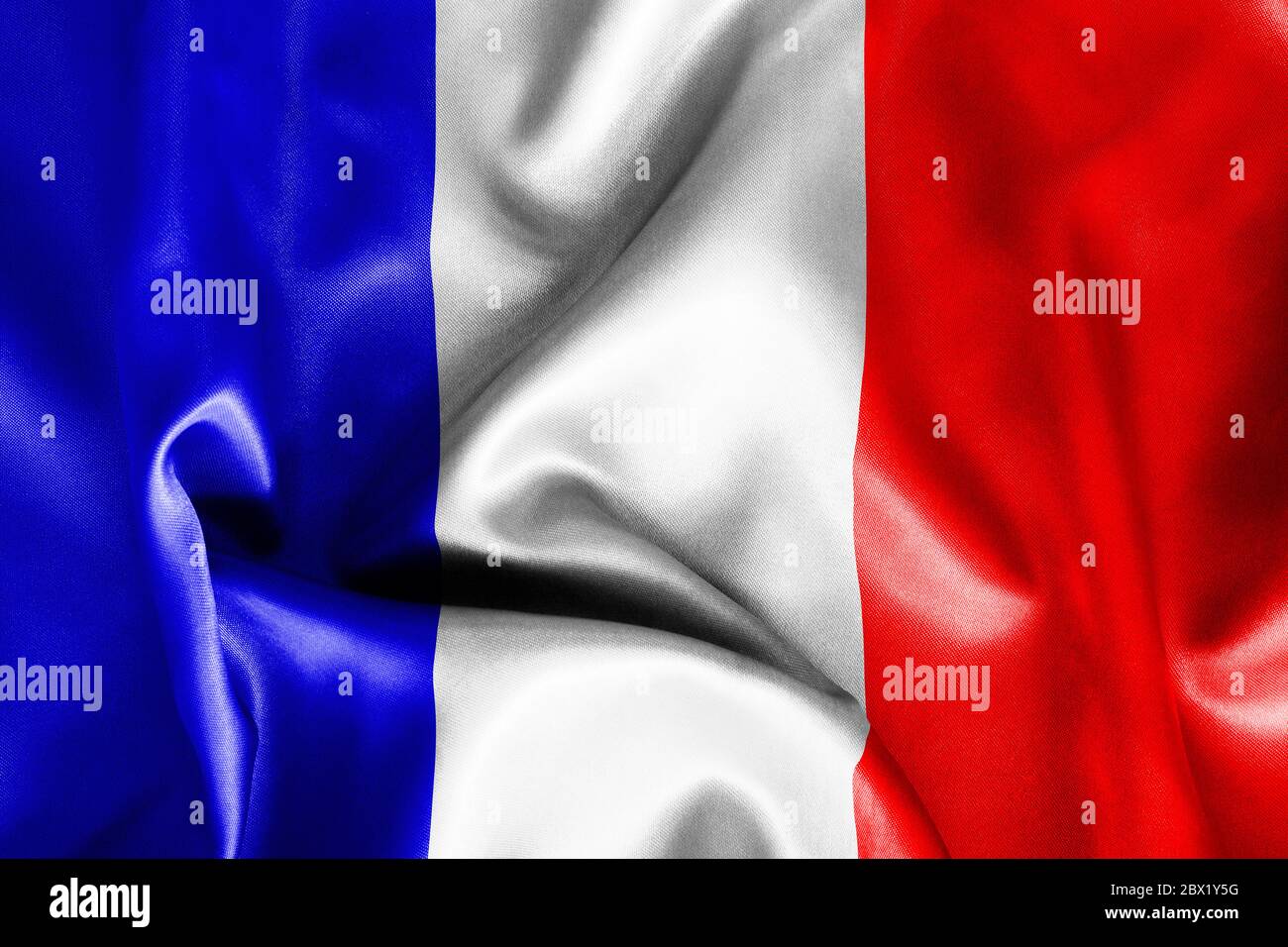 French flag texture creased and crumpled up with light and shadows ...