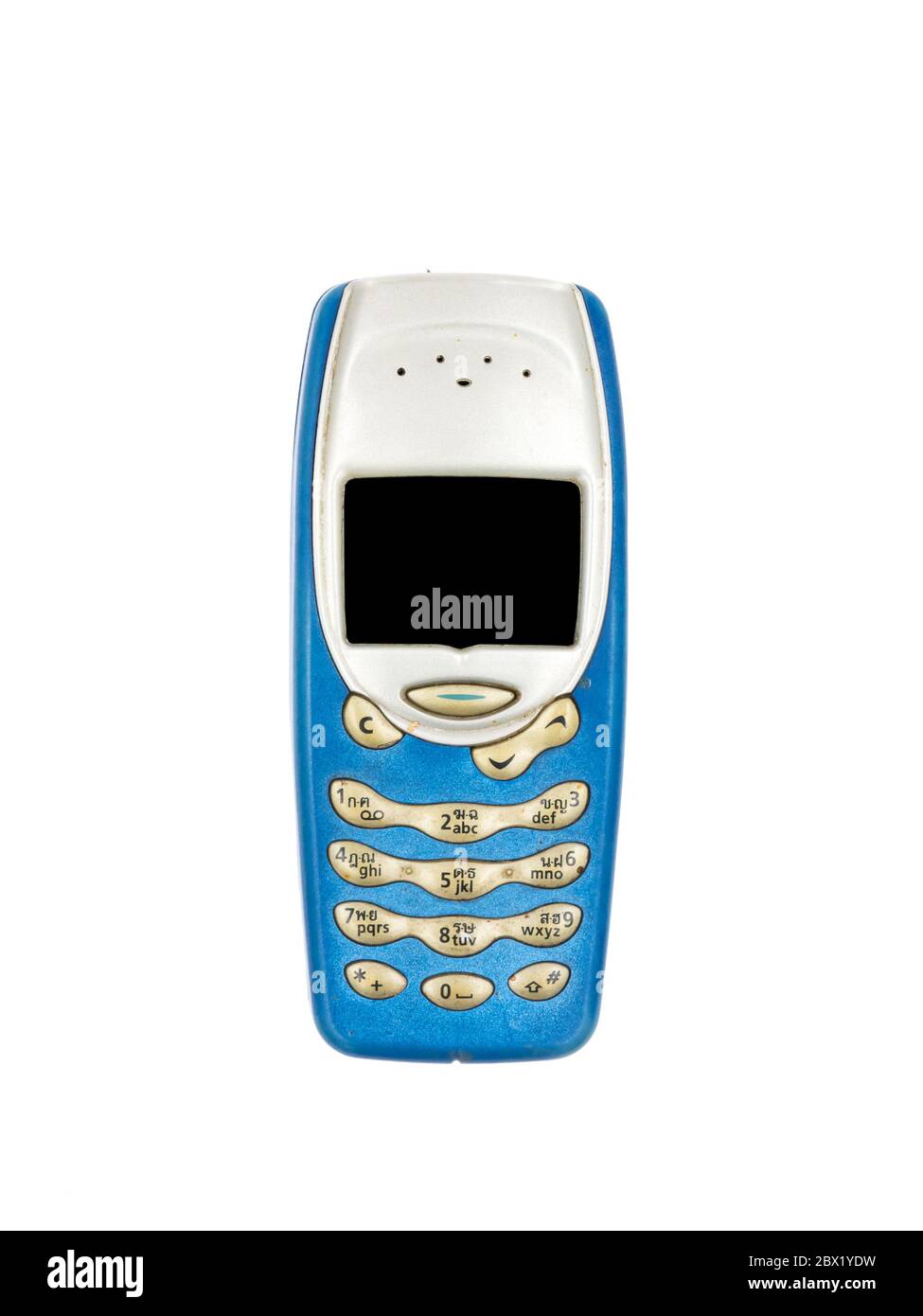 Old mobile phone on white background Stock Photo - Alamy