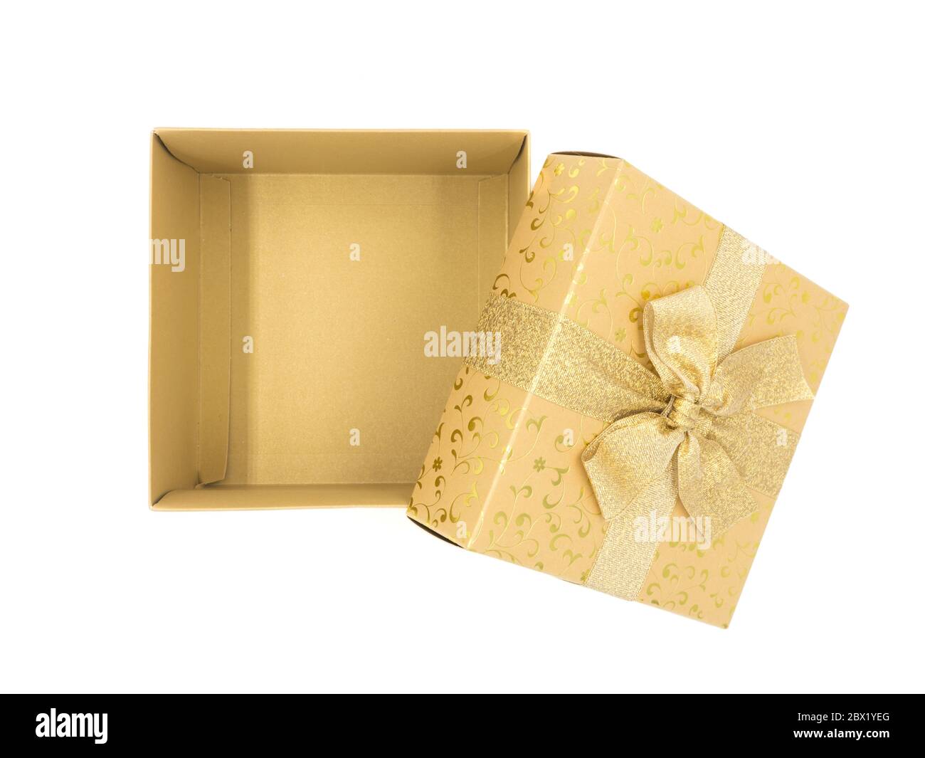 Top view of open gift box on white background Stock Photo - Alamy